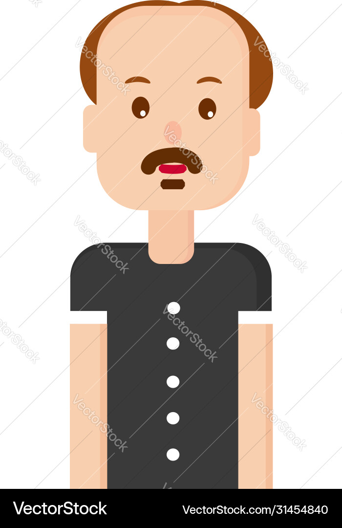 Man with black shirt on white background Vector Image