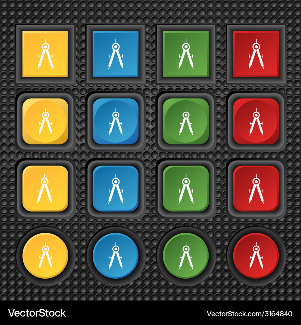Mathematical compass sign icon set of colored Vector Image