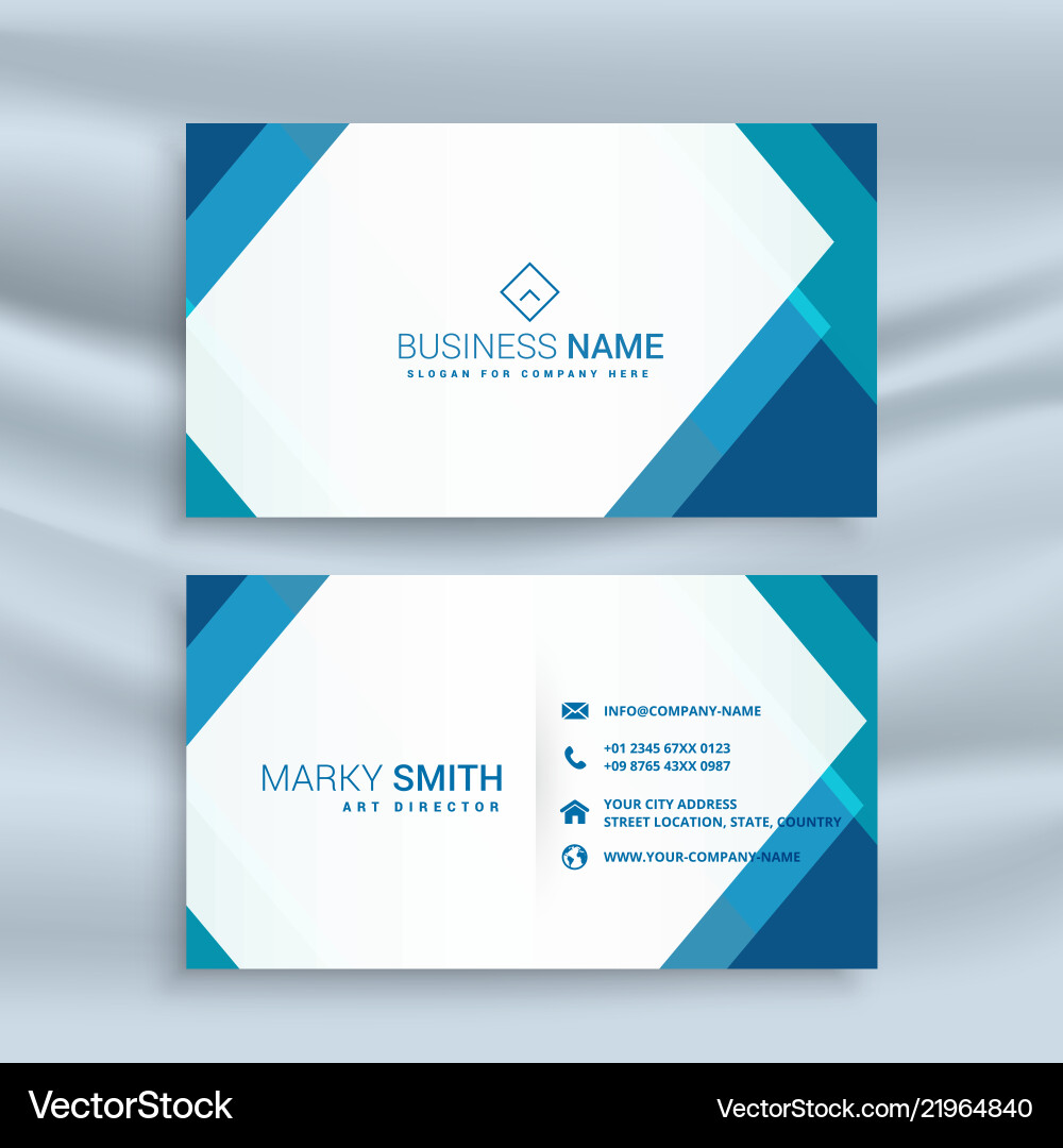 Professional blue geometric business card design Vector Image