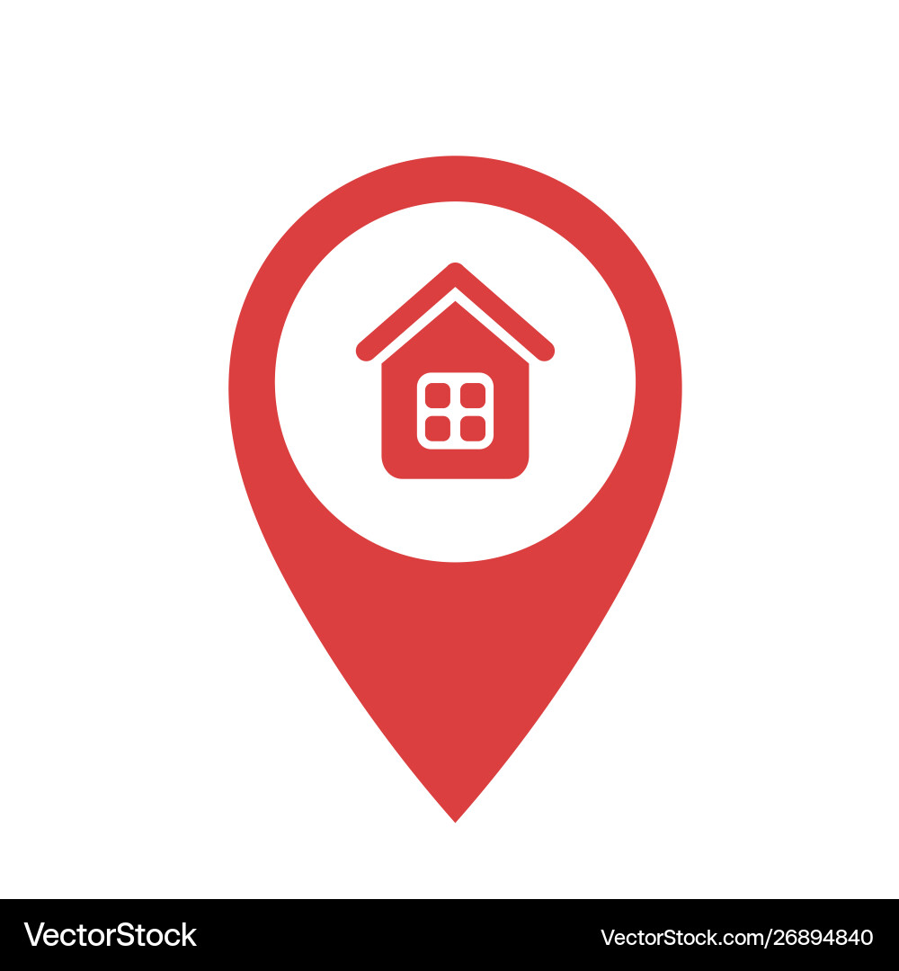 Red point with house icon on a white background Vector Image