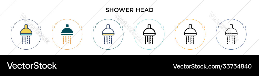 Shower head icon in filled thin line outline Vector Image
