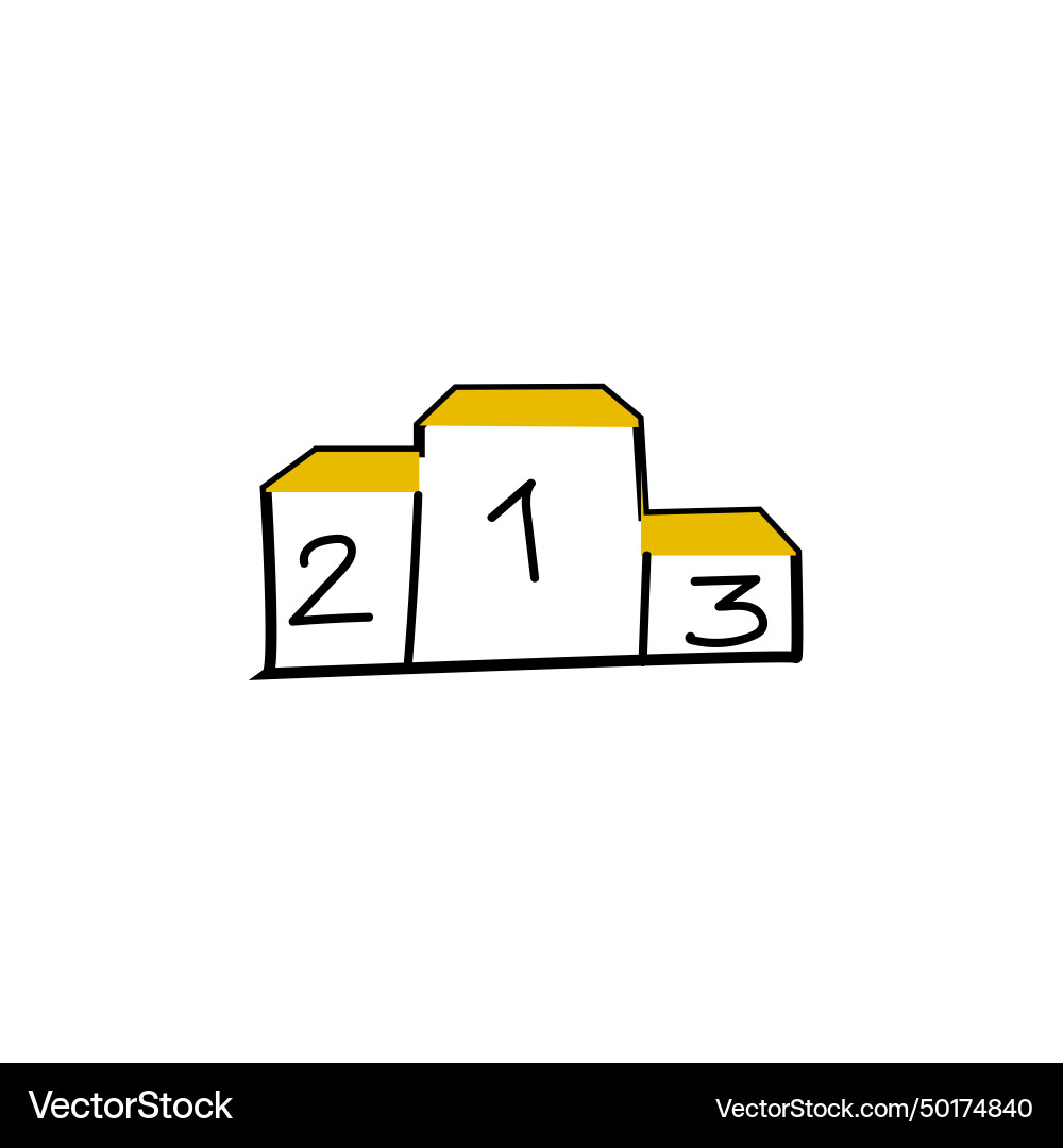 Simple podium outline doodle icon with yellow Vector Image