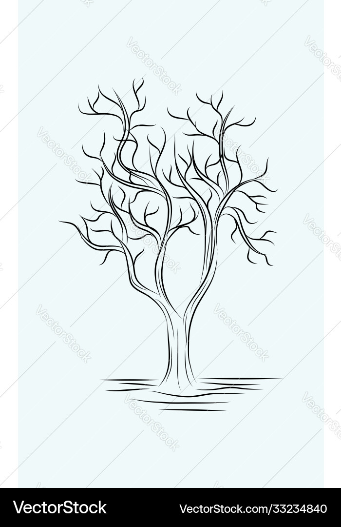 Tree line art black and white sketches drawing Vector Image