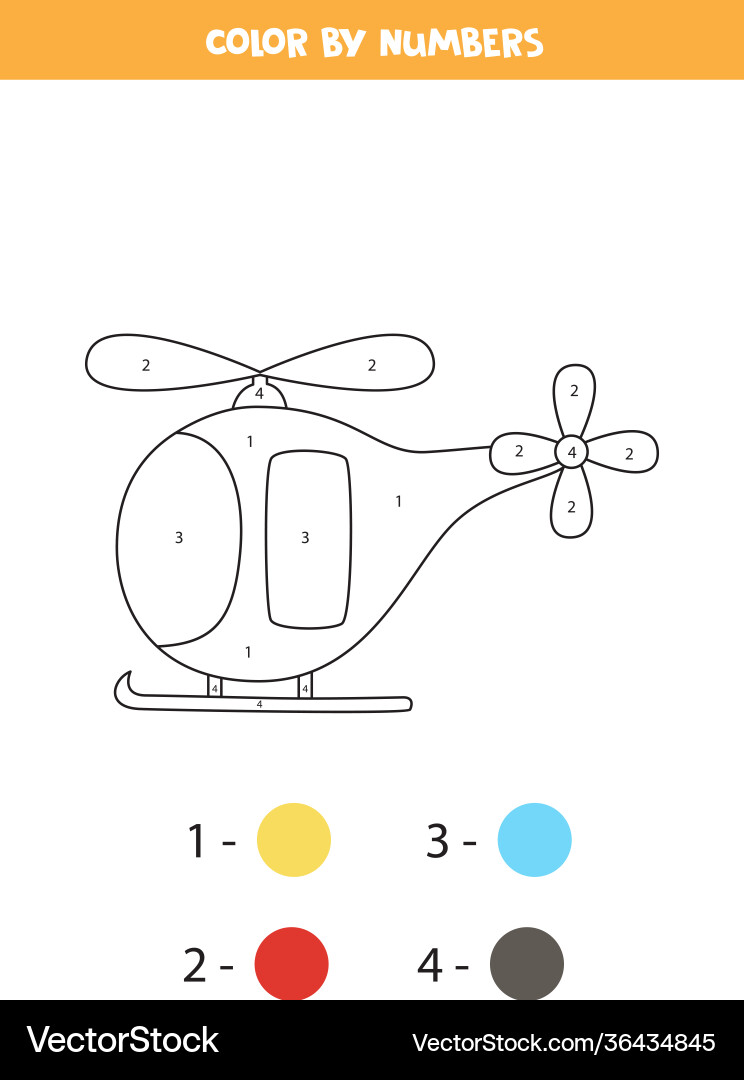 Color cartoon helicopter numbers Royalty Free Vector Image