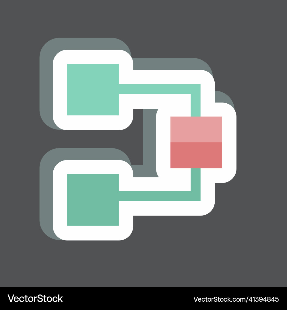 Flow chart sticker in trendy isolated on black Vector Image