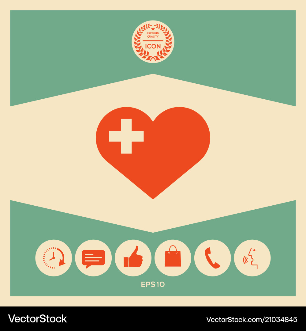 Heart with medical cross Royalty Free Vector Image