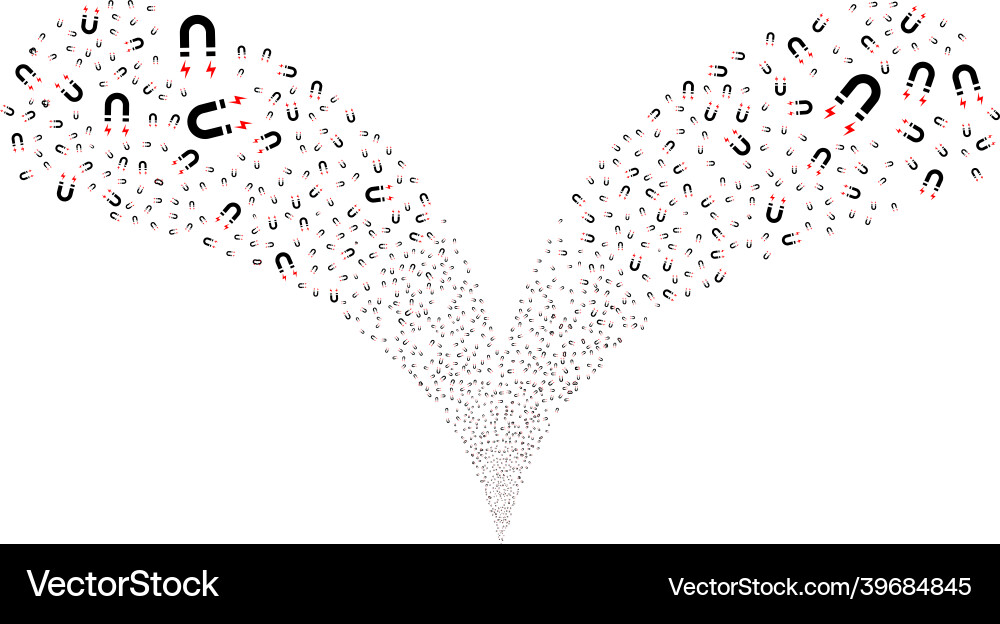 Horseshoe magnet twice firework fountain Vector Image