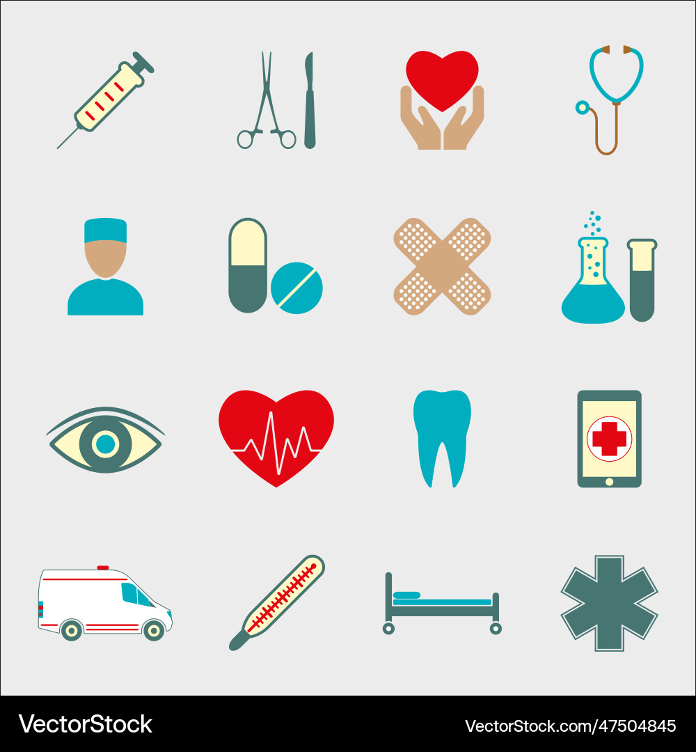 Medical icon set isolated on white background Vector Image
