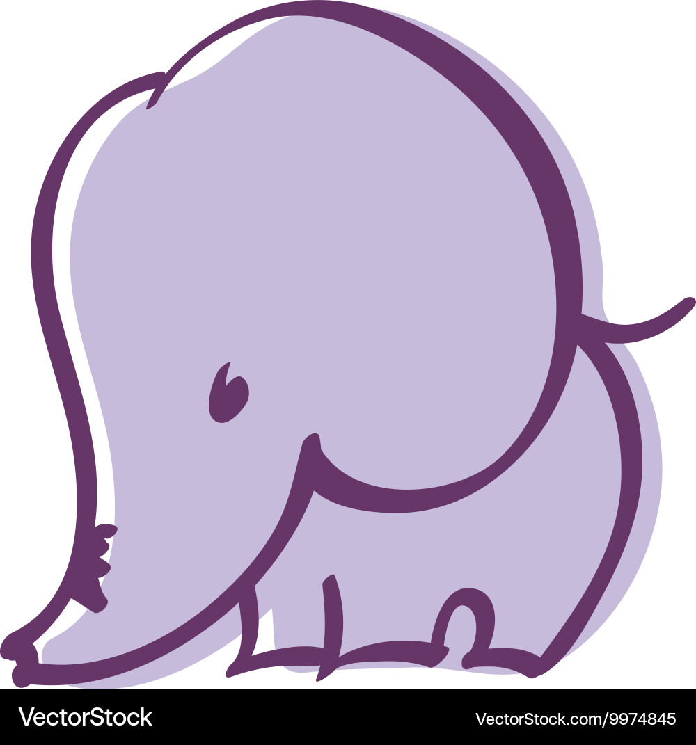 Pastel color cute violet elephant Royalty Free Vector Image