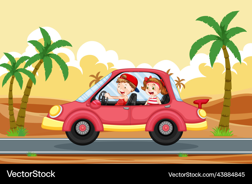 Road trip vacation at the beach Royalty Free Vector Image