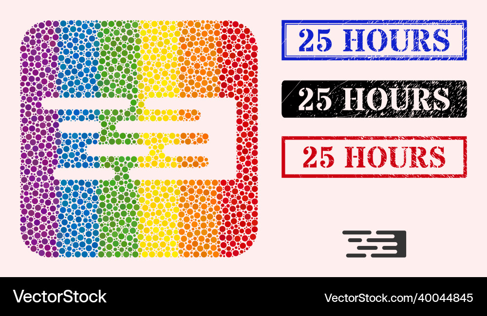 Rubber 25 hours seal and dot mosaic transition Vector Image