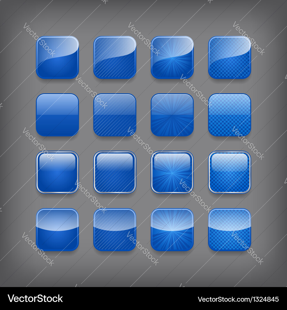 Set of blank blue buttons Royalty Free Vector Image