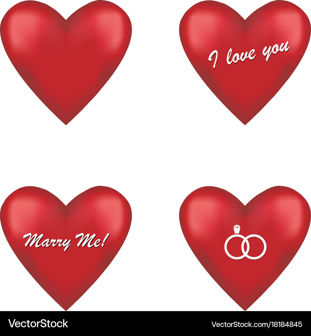 Set of round red hearts Royalty Free Vector Image