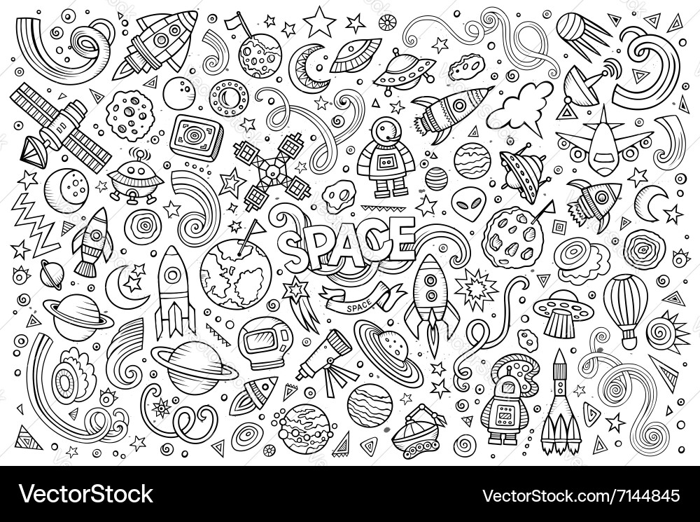 Sketchy hand drawn doodles cartoon set Royalty Free Vector
