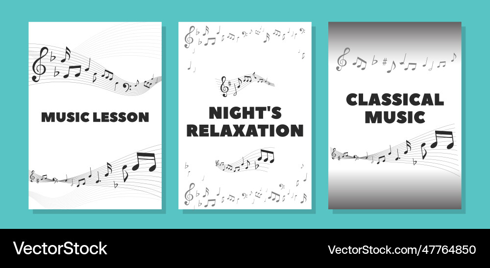 Banners with musical note waves and treble clef Vector Image