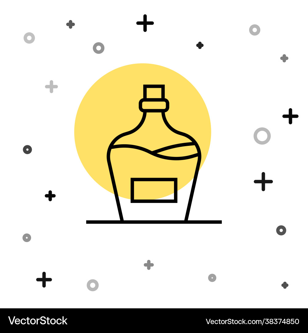 Black line old bottle wine icon isolated Vector Image