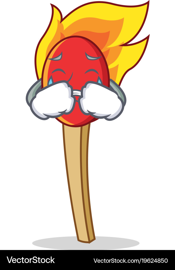 Crying match stick mascot cartoon Royalty Free Vector Image