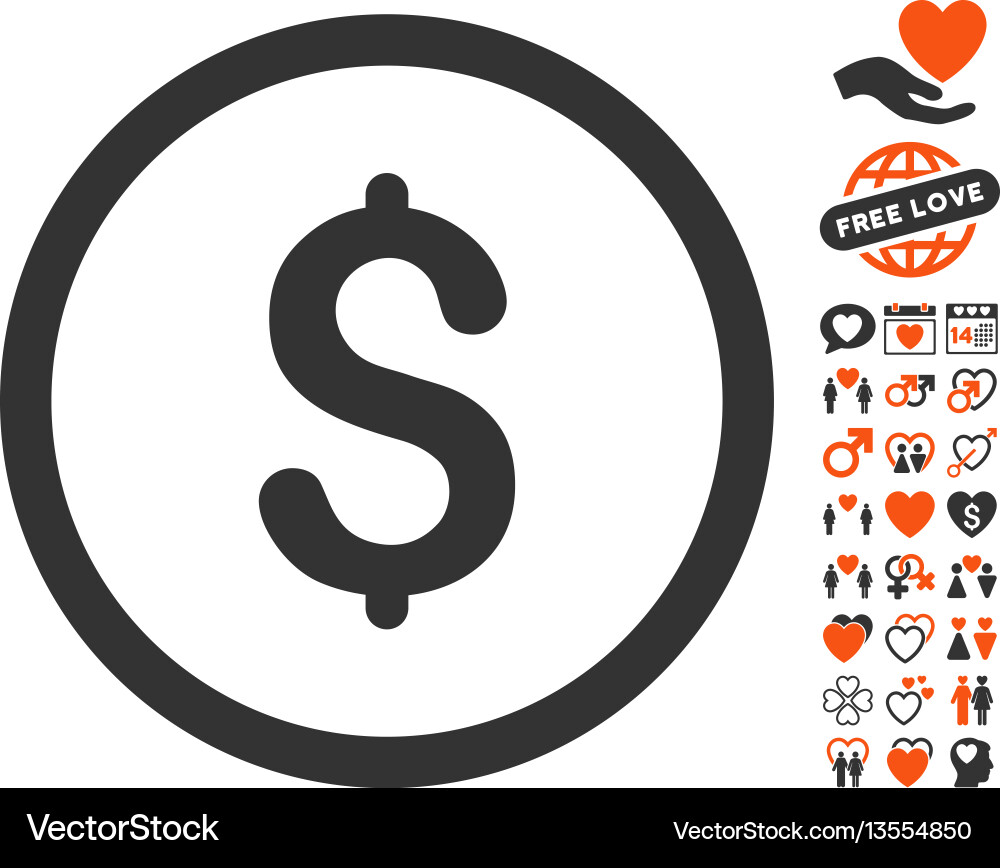 Dollar icon with love bonus Royalty Free Vector Image