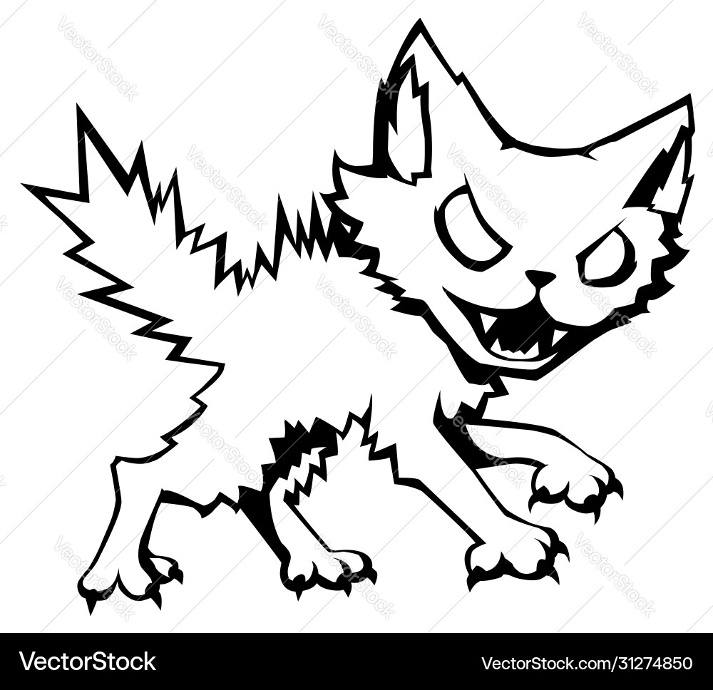 Feral Cat - Angry Cartoon Royalty Free Vector Image