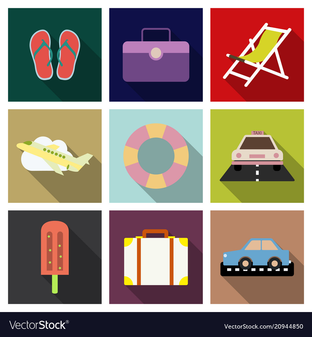 Flat icons set with long shadow effect Royalty Free Vector