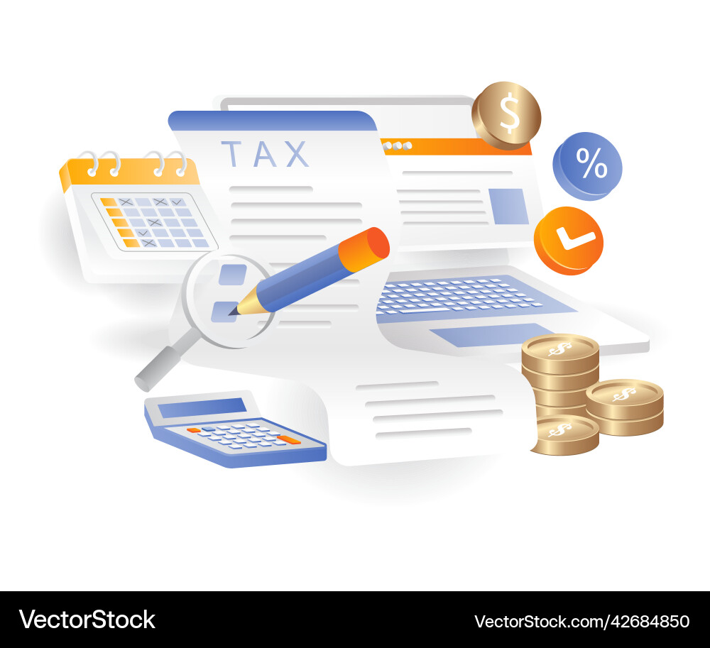 Flat isometric concept monthly tax payment sheet Vector Image