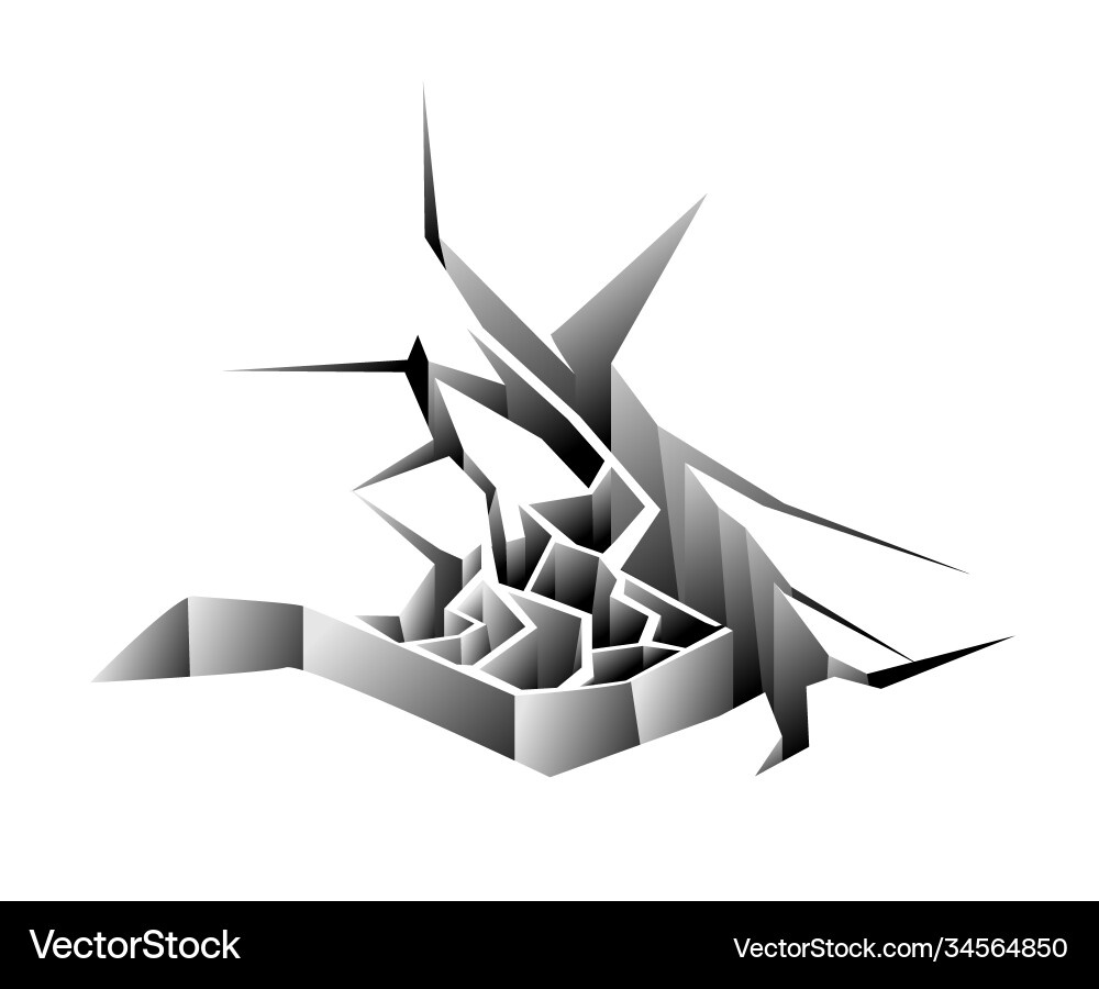 Ground or ice hole crack isolated on white Vector Image