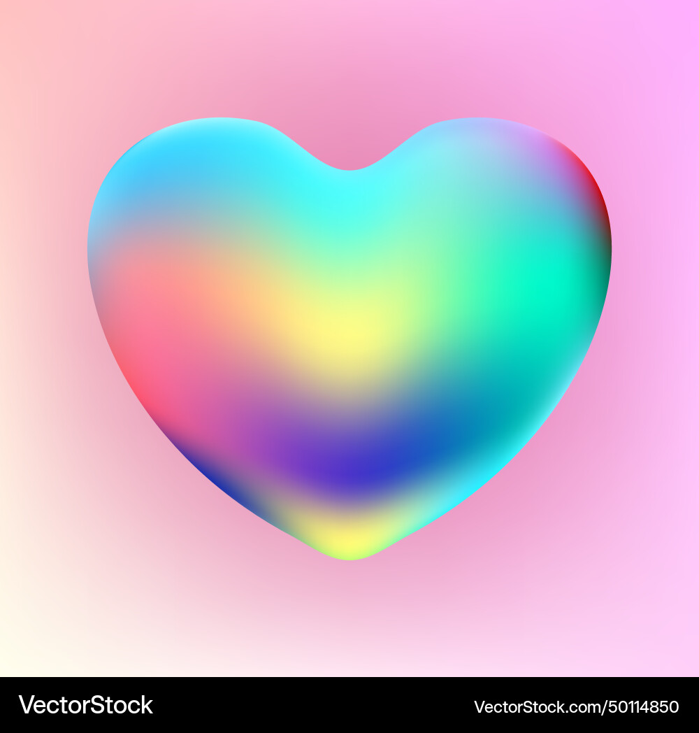Holographic heart fluid liquid chrome shape Vector Image