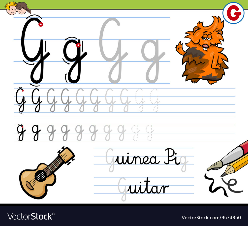 How To Write Letter G Royalty Free Vector Image