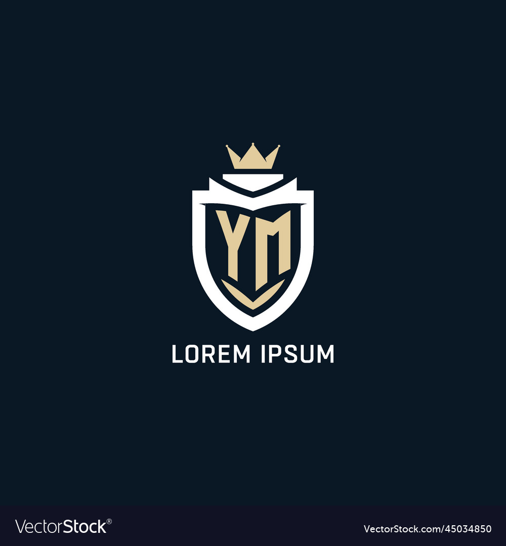 Initial letter ym shield and crown logo style Vector Image