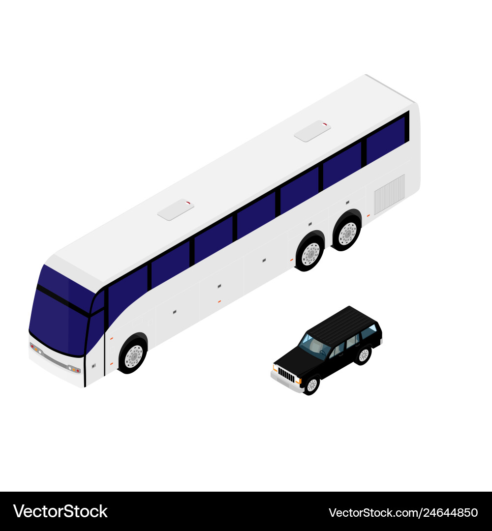 Isometric white city bus isolated Royalty Free Vector Image