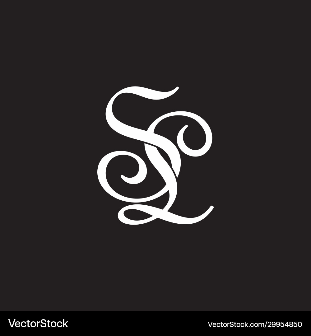 Letter sl symbol curves linked ribbon overlap logo