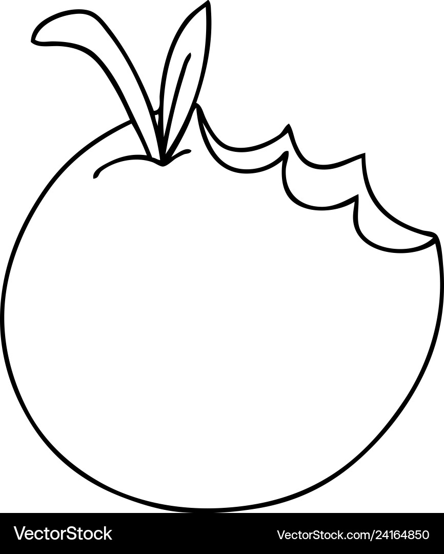 Quirky line drawing cartoon apple Royalty Free Vector Image
