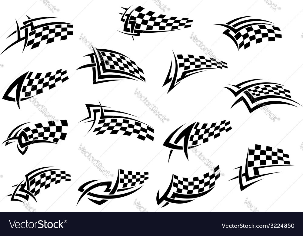 Racing sport checkered flag icons Royalty Free Vector Image