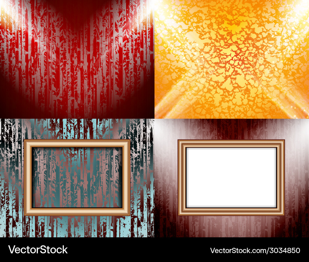 Set of background with frames and spotlights Vector Image