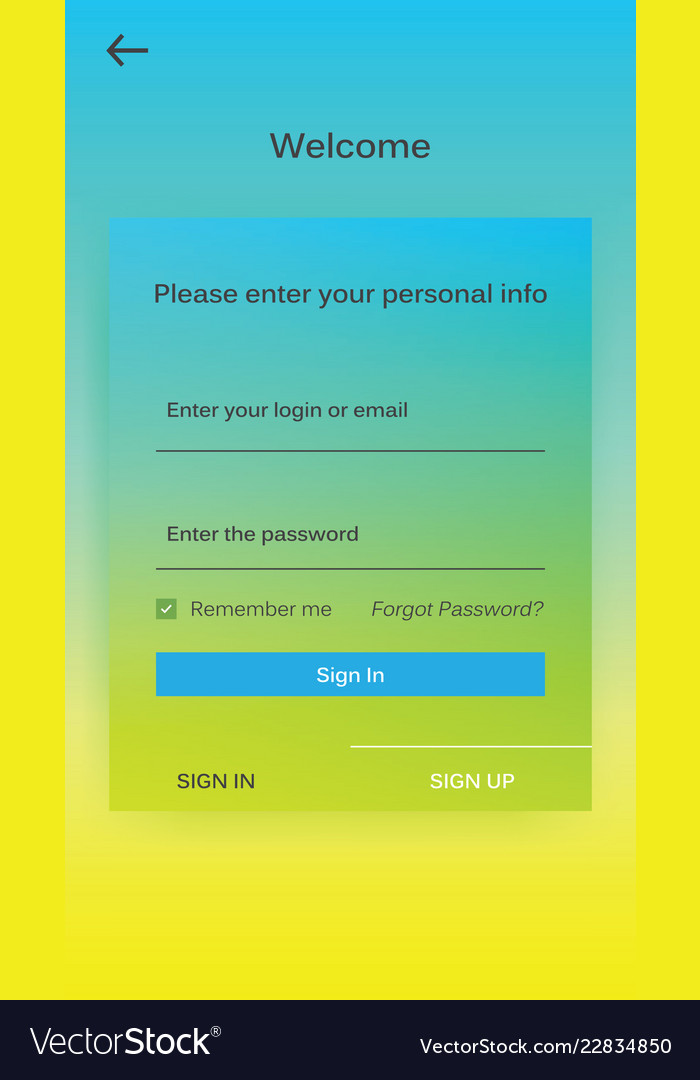 Ui Design Account Authorization Interface Mobile Vector Image