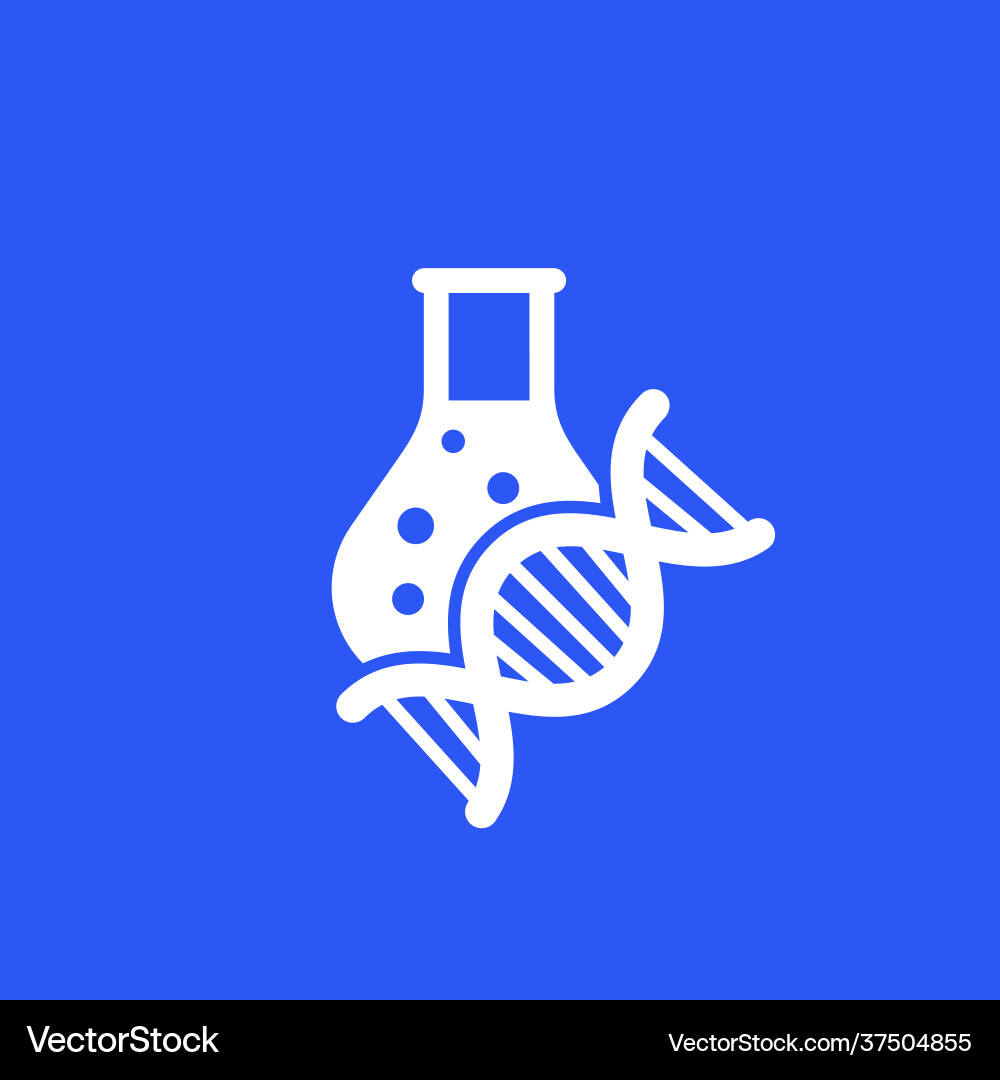 Biotechnology icon with lab glass and dna Vector Image
