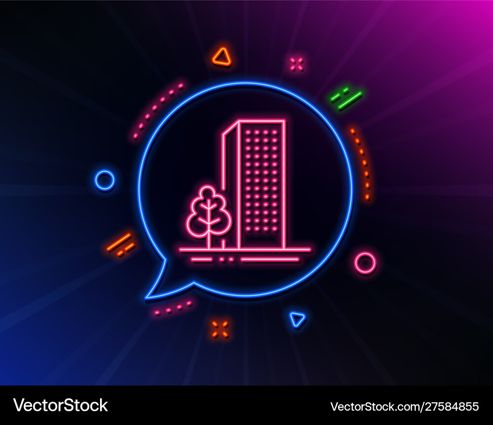 Buildings line icon city architecture with tree Vector Image