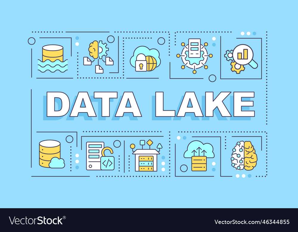 Data lake word concepts blue banner Royalty Free Vector