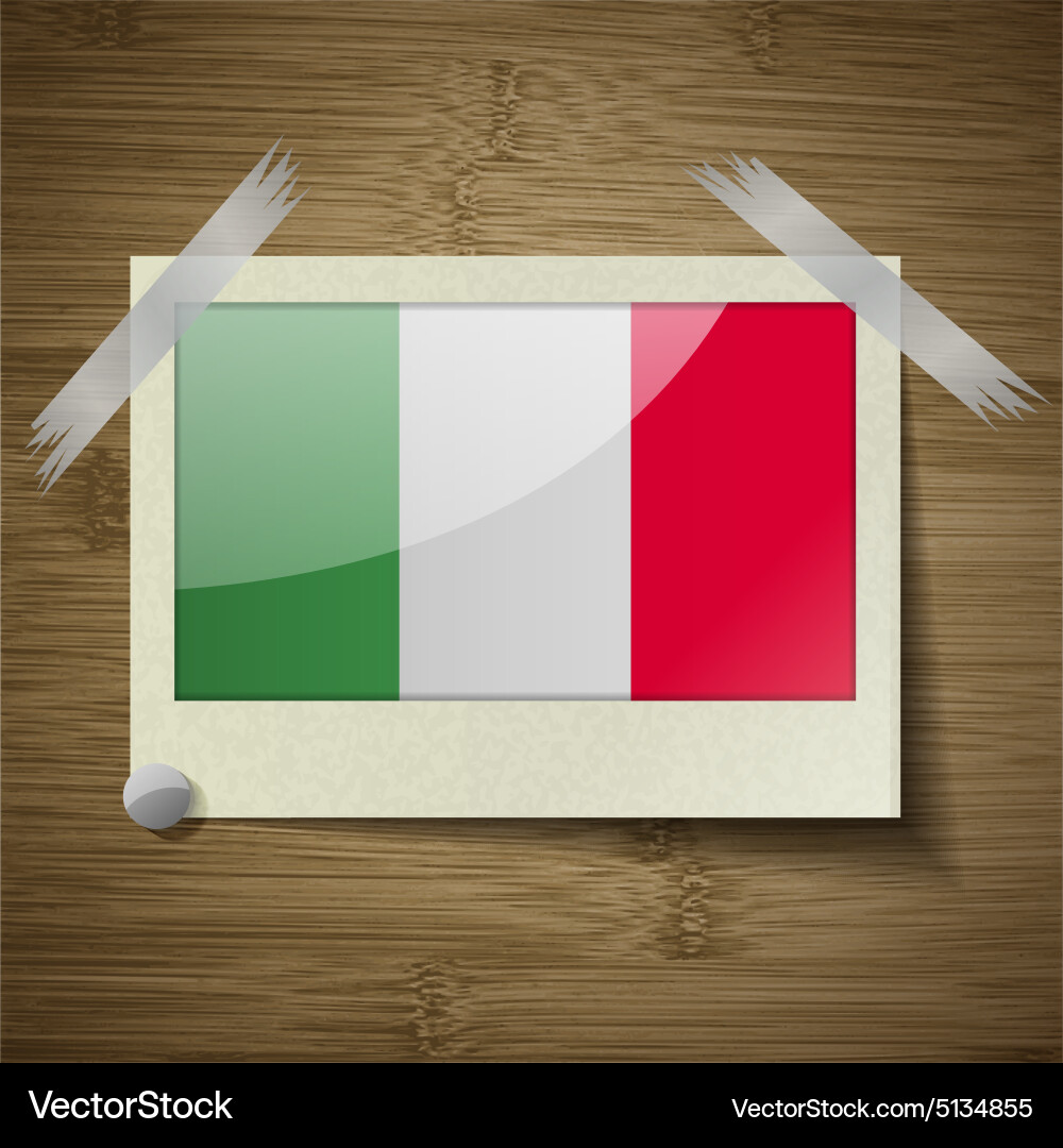 Flags italy at frame on wooden texture Royalty Free Vector