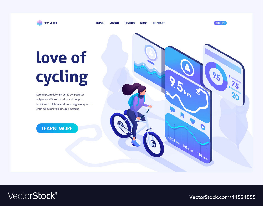 Isometric design concept for the landing page Vector Image