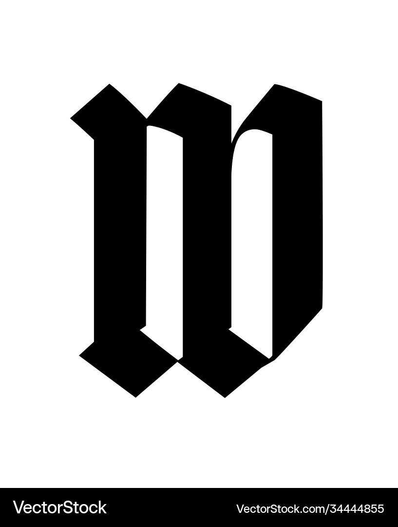 Letter v in gothic style alphabet symbol Vector Image