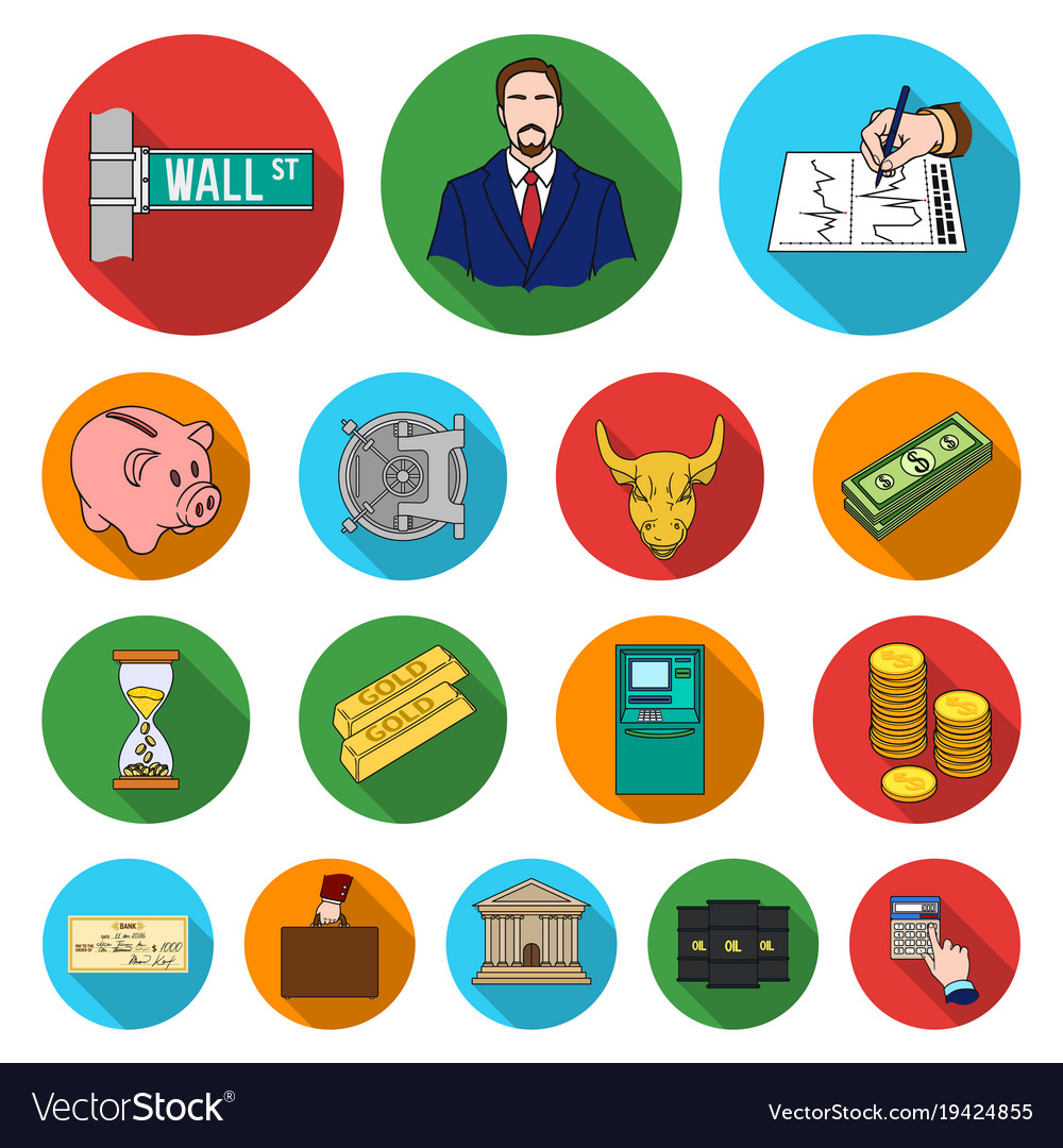 Money and finance flat icons in set collection Vector Image