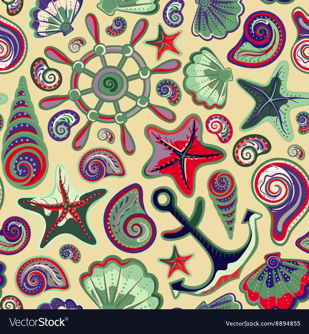 Nautical background bright seamless pattern Vector Image