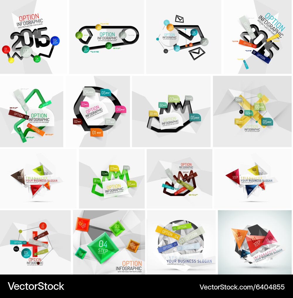 Set of various geometric abstract infographic Vector Image