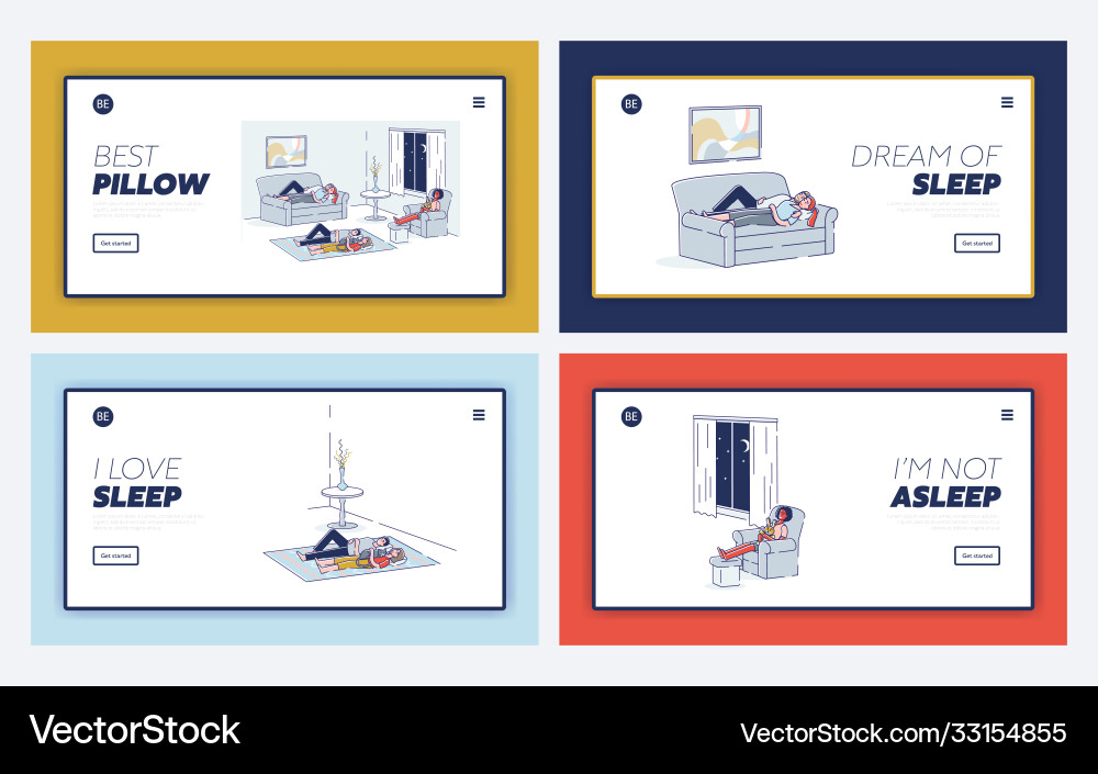 Set people sleeping healthy sleep concept Vector Image