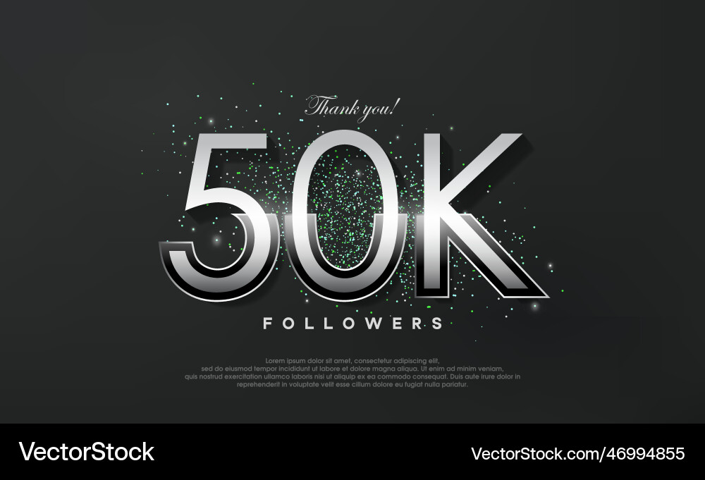 Silver metallic thank you so much for 50k Vector Image