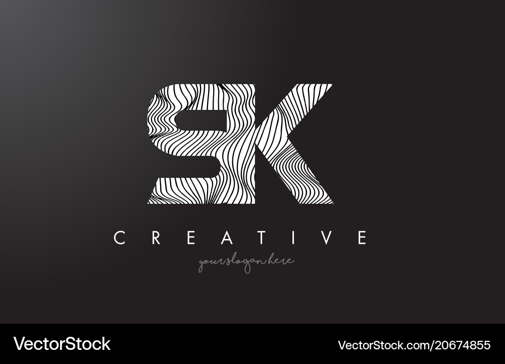 Sk s k letter logo with zebra lines texture Vector Image
