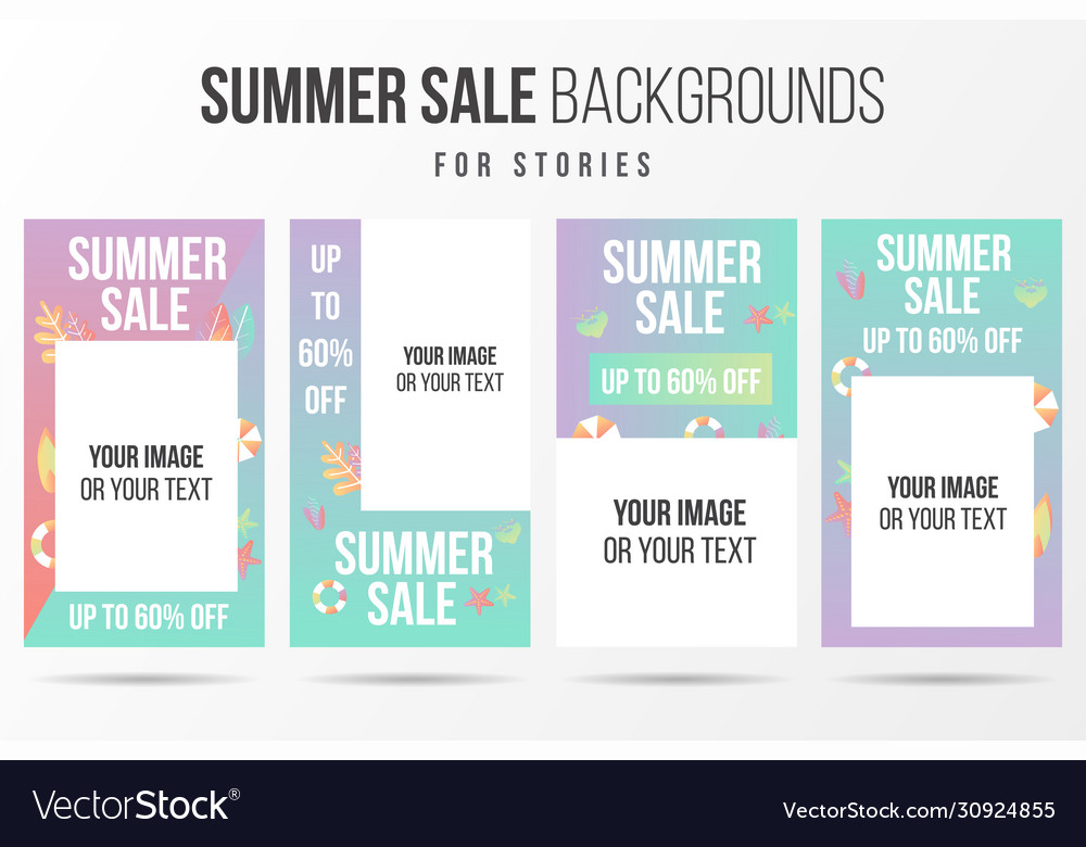 Summer sale stories template collection design Vector Image