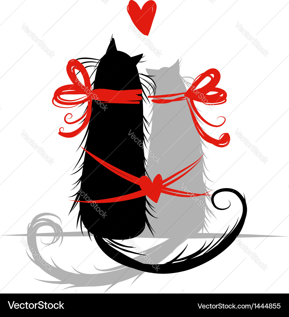 Two cat in love for your design Royalty Free Vector Image