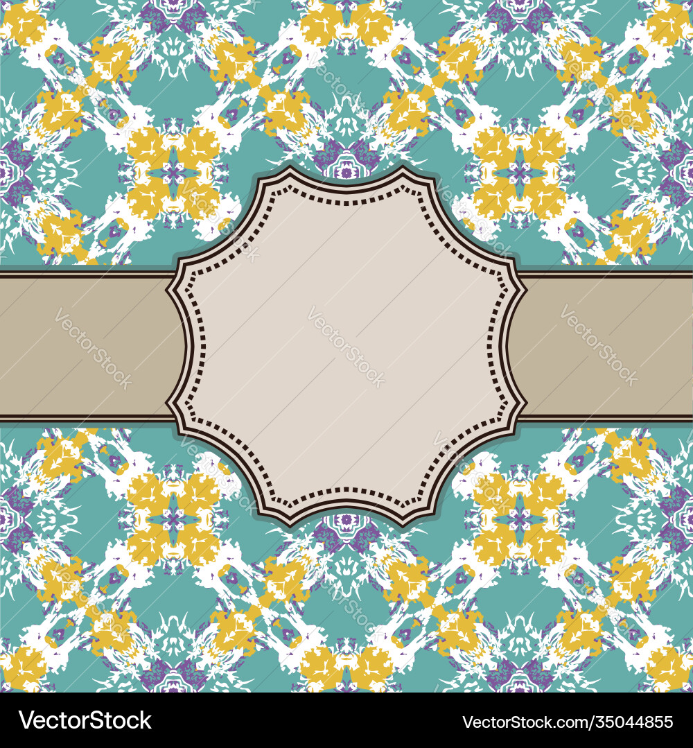 Vintage artistic abstract flower frame with text Vector Image